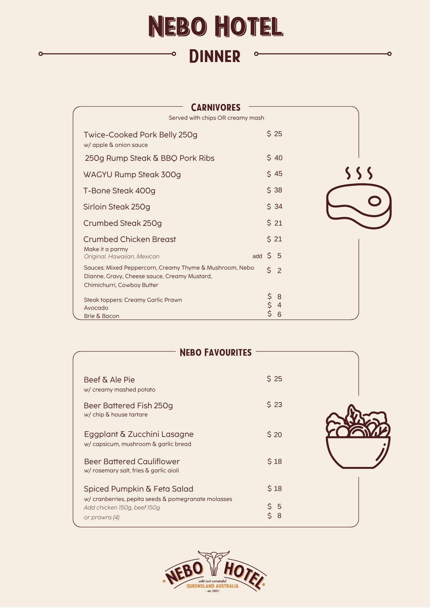 Nebo Pub Menu - Nebo Hotel